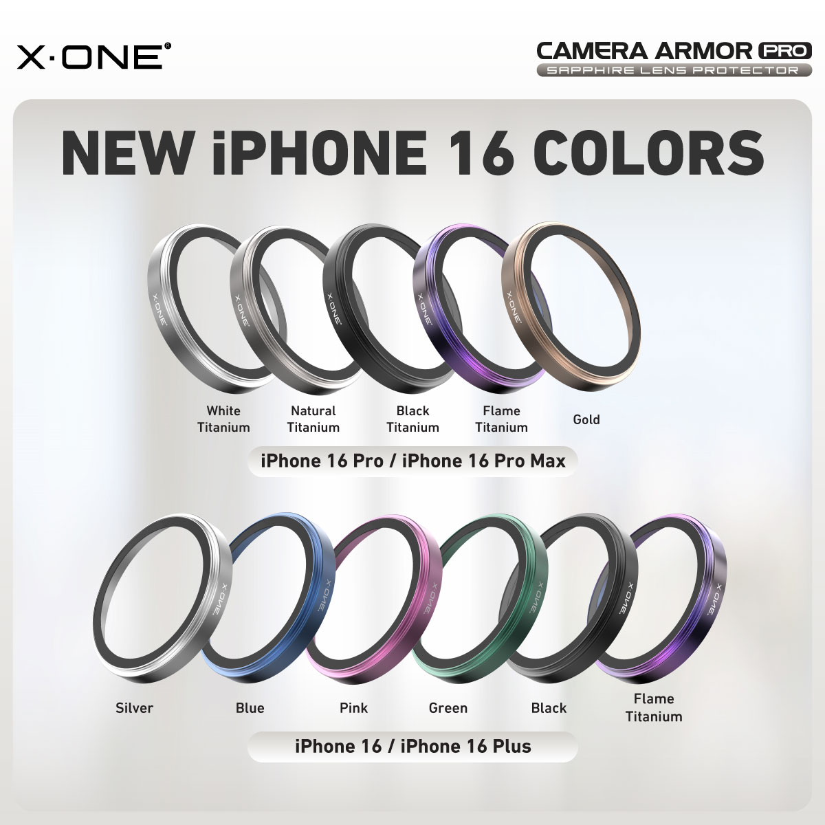 X.One Camera Armor PRO GIA Sapphire Lens Protector for iPhone 16,15,14 ...