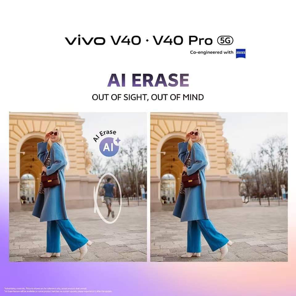 vivo V40 5G ZEISS Multifocal Portrait, 50MP ZEISS all camera AI Aura Light, AI Erase, IP68+IP69 ...