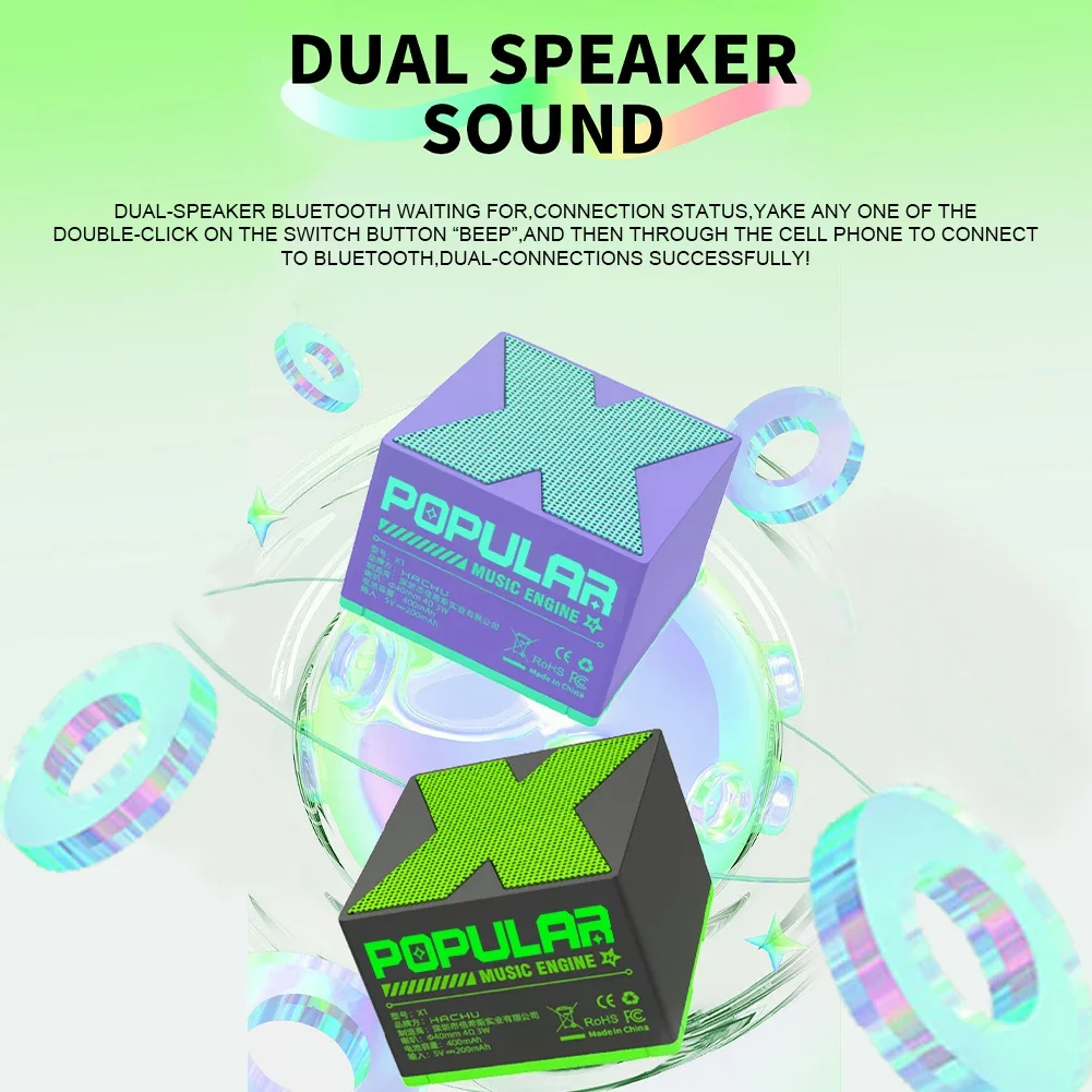 Speaker Portable Bluetooth 5.0 Stereo Surround Mini Desktop Speaker Outdoor Subwoofer ...