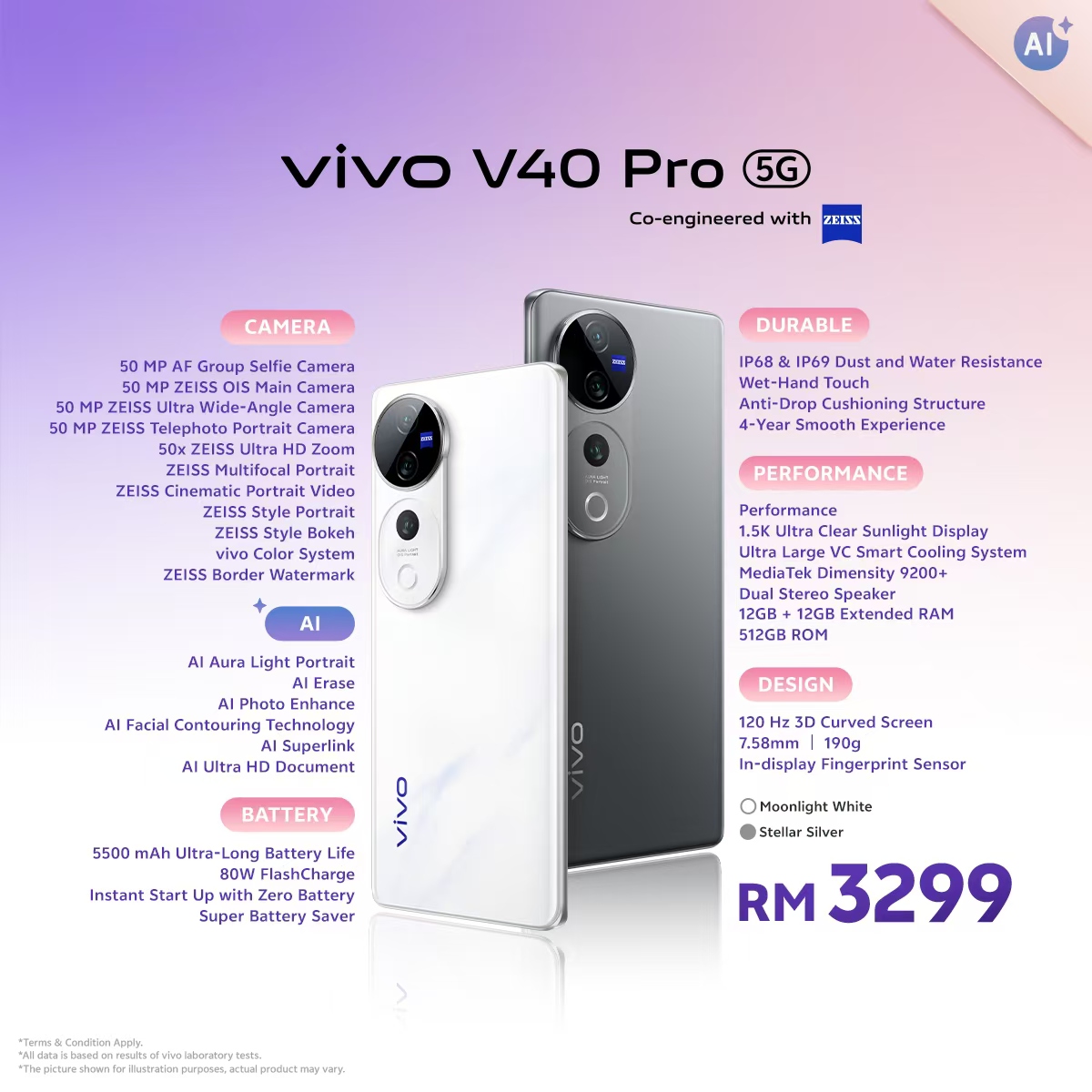 Vivo V40 Pro 5G/V2347 (12GB+512GB) Original Vivo Malaysia Warranty ...