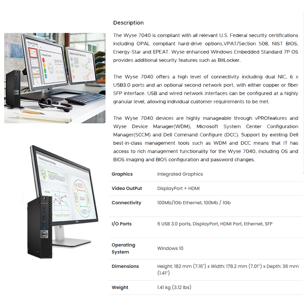 (Refurbished) Dell Optiplex 7040 D10U - Thin client Mini PC [ i3-6TH ...