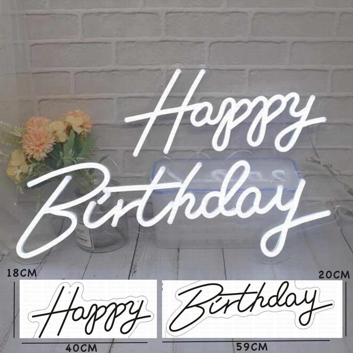 Marry Me Happy Birthday LED Light Neon Sign Acrylic Board Party ...