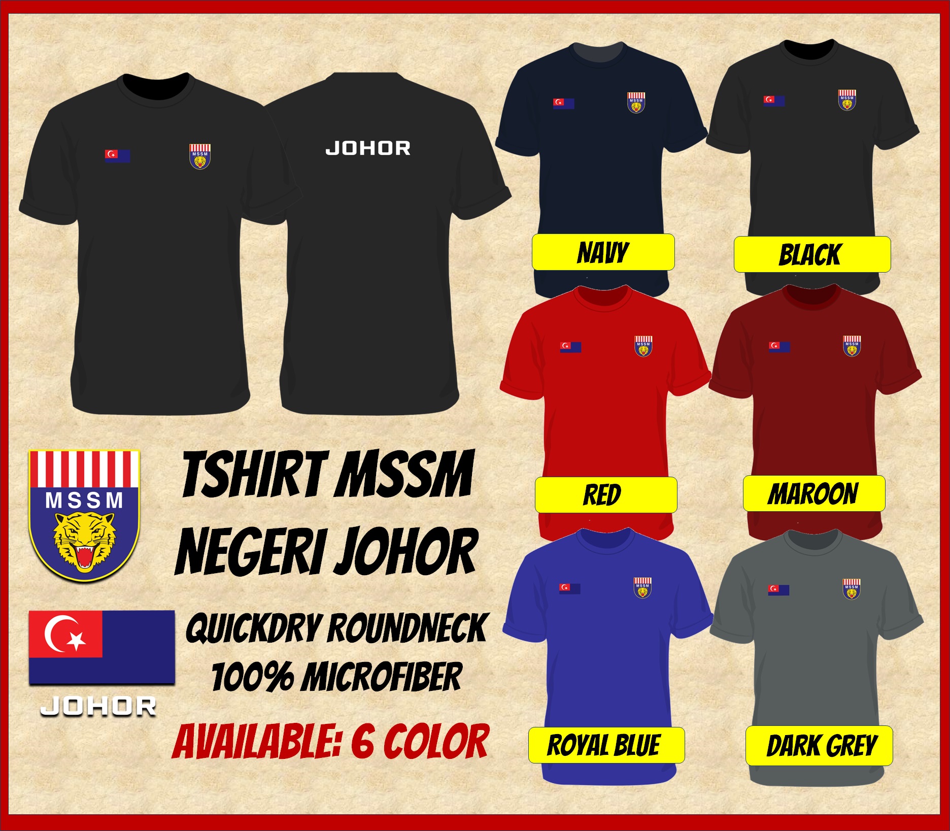 MSSM NEGERI JOHOR | MAJLIS SUKAN SEKOLAH MALAYSIA TSHIRT NEGERI | 100% ...