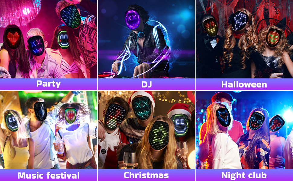 LED Masks Gesture Control LED Mask - Interactive Light-Up Party Mask ...
