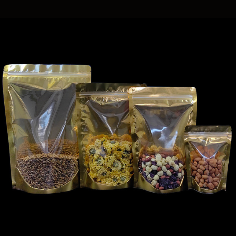 50pcs Gold Zipper Stand Up Aluminium Foil Packaging Zip Bag Plastik ...