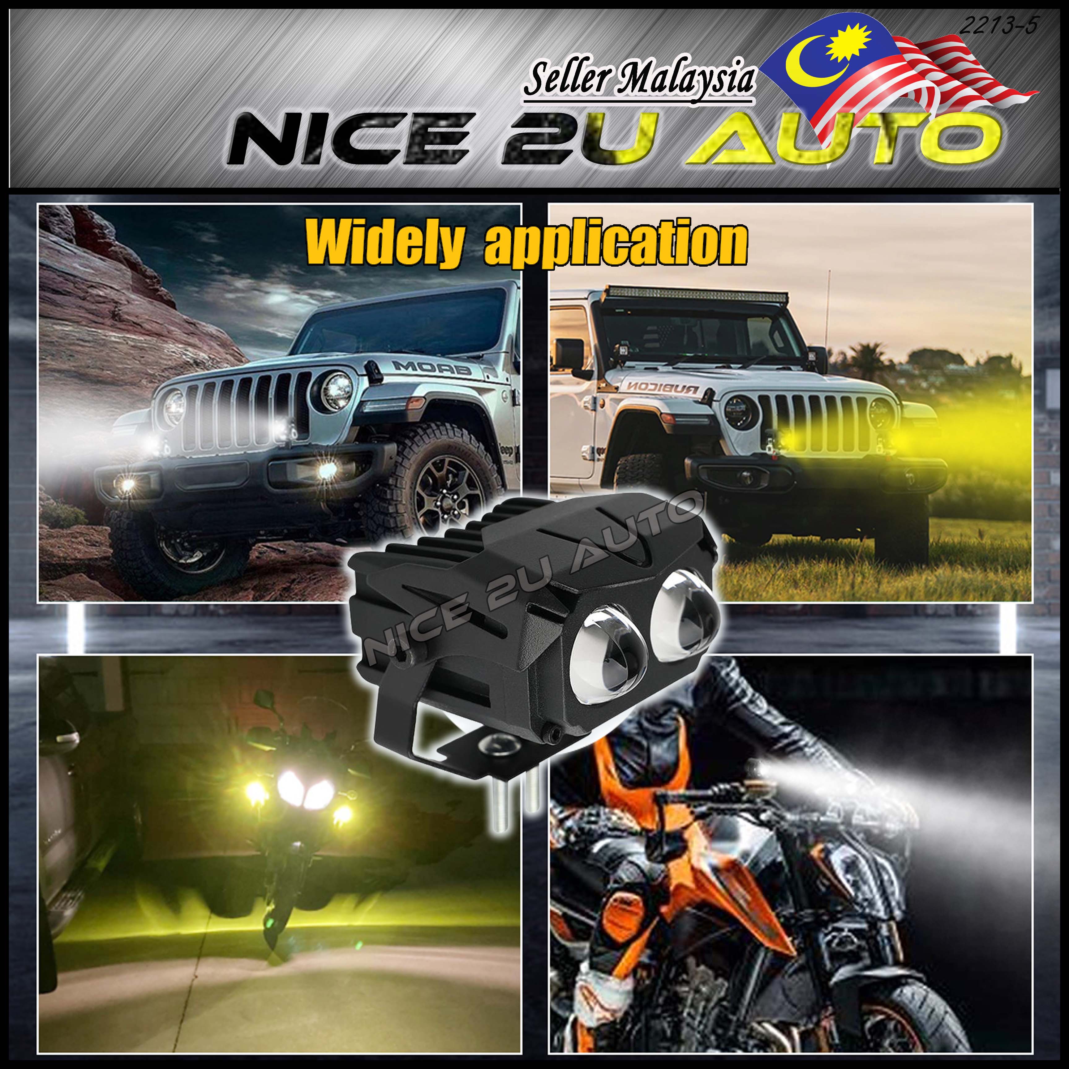 3'' 100W Rectangle Led Work Light Bar Dual Color Motorcycle Lights ...