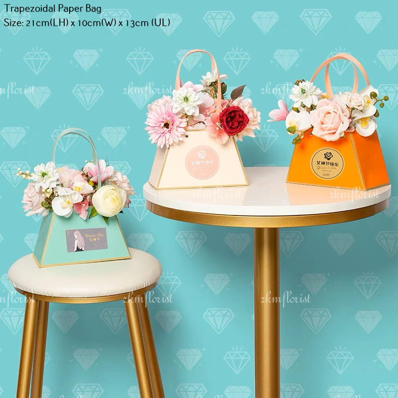 MACAROON TOTE BAG Rectangular Shaped Flower Paper Chain Handle Doorgift ...