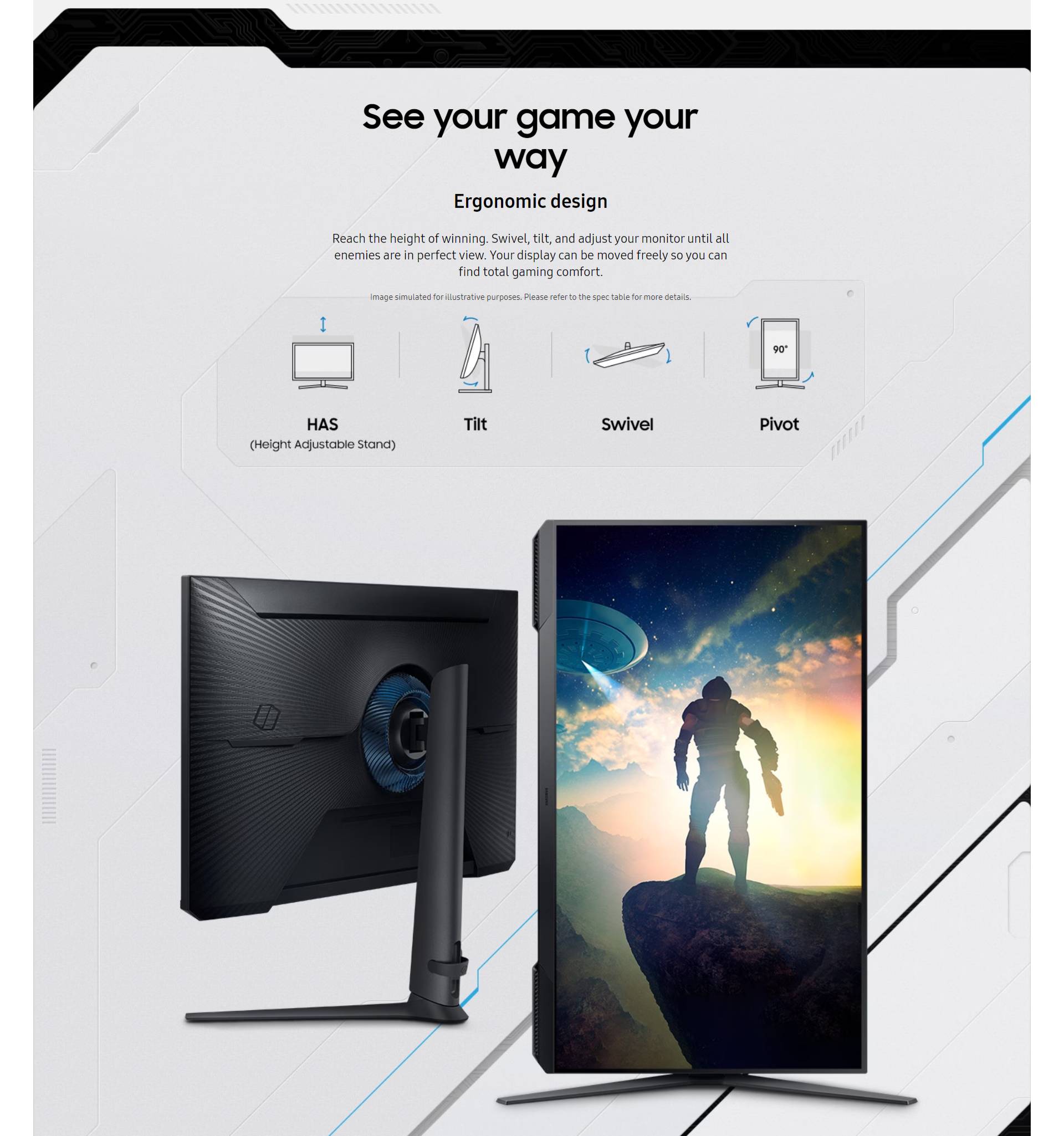 Samsung Odyssey G5 G51C Gaming Monitor 32 (2,560x1,440 QHD/165Hz/1ms/AMD FREE SYNC/ PIVOT ...