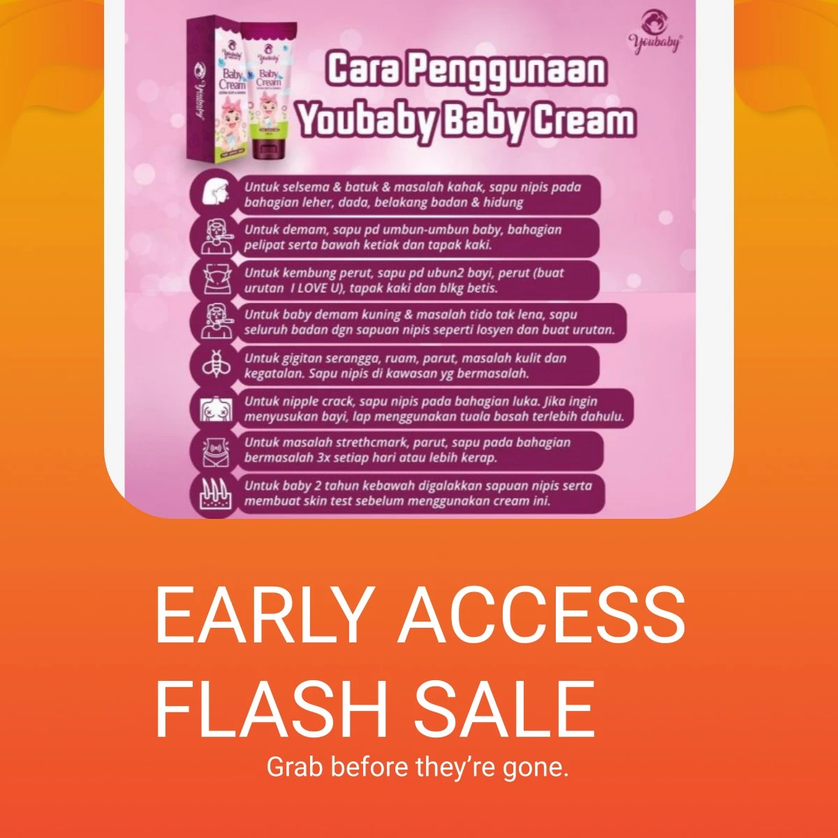 YOUBABY BABY CREAM ORIGINAL KRIM BAYI BATUK KAHAK DAN SELESEMA RUAM ...