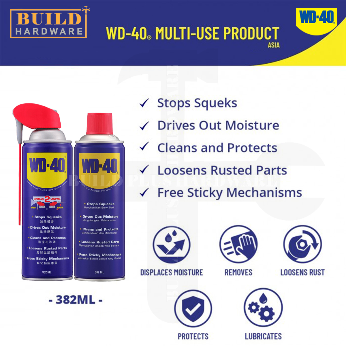 WD-40® Multi-Purpose Use 382ml WD40 Multi-Use Lubricant Spray Smart ...