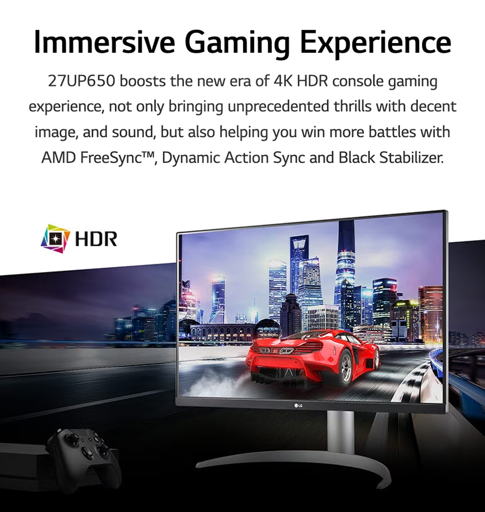 LG 27" 27UP650 IPS 4K UHD HDR10 60Hz Freesync HDR400 Borderless ...