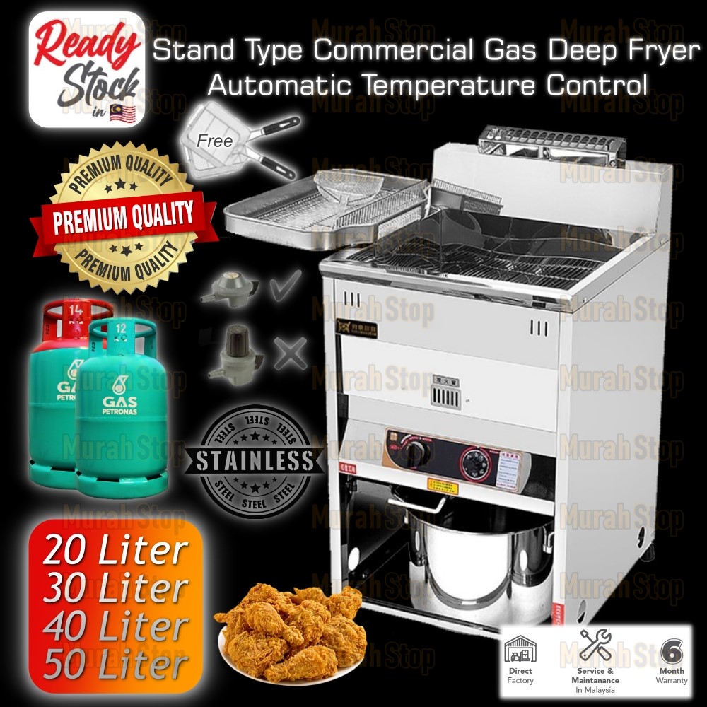 Commercial Gas Deep Fryer Machine Stand Type Automatic Temperature ...