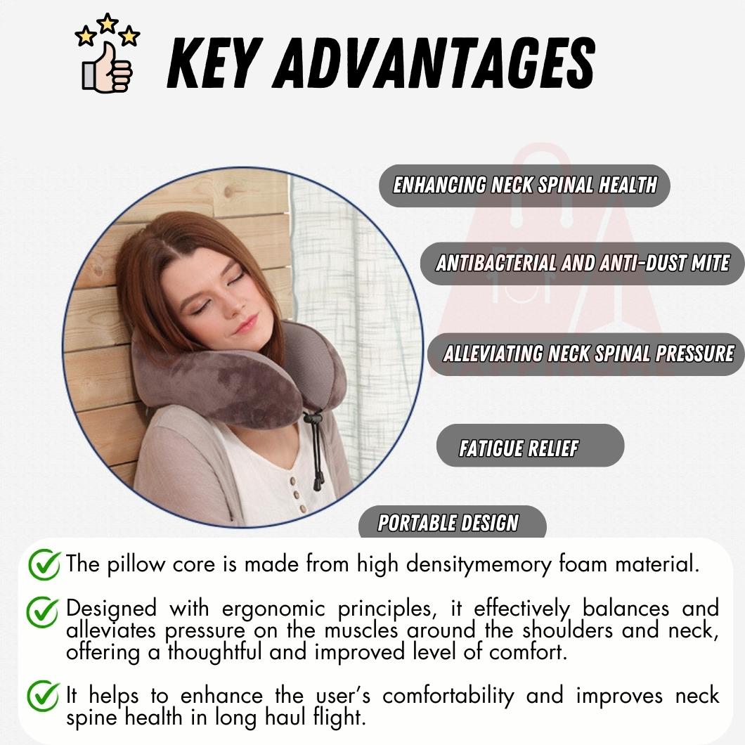 Memory Foam Neck Travel Pillow Bantal Leher Portable U Shaped Travel ...