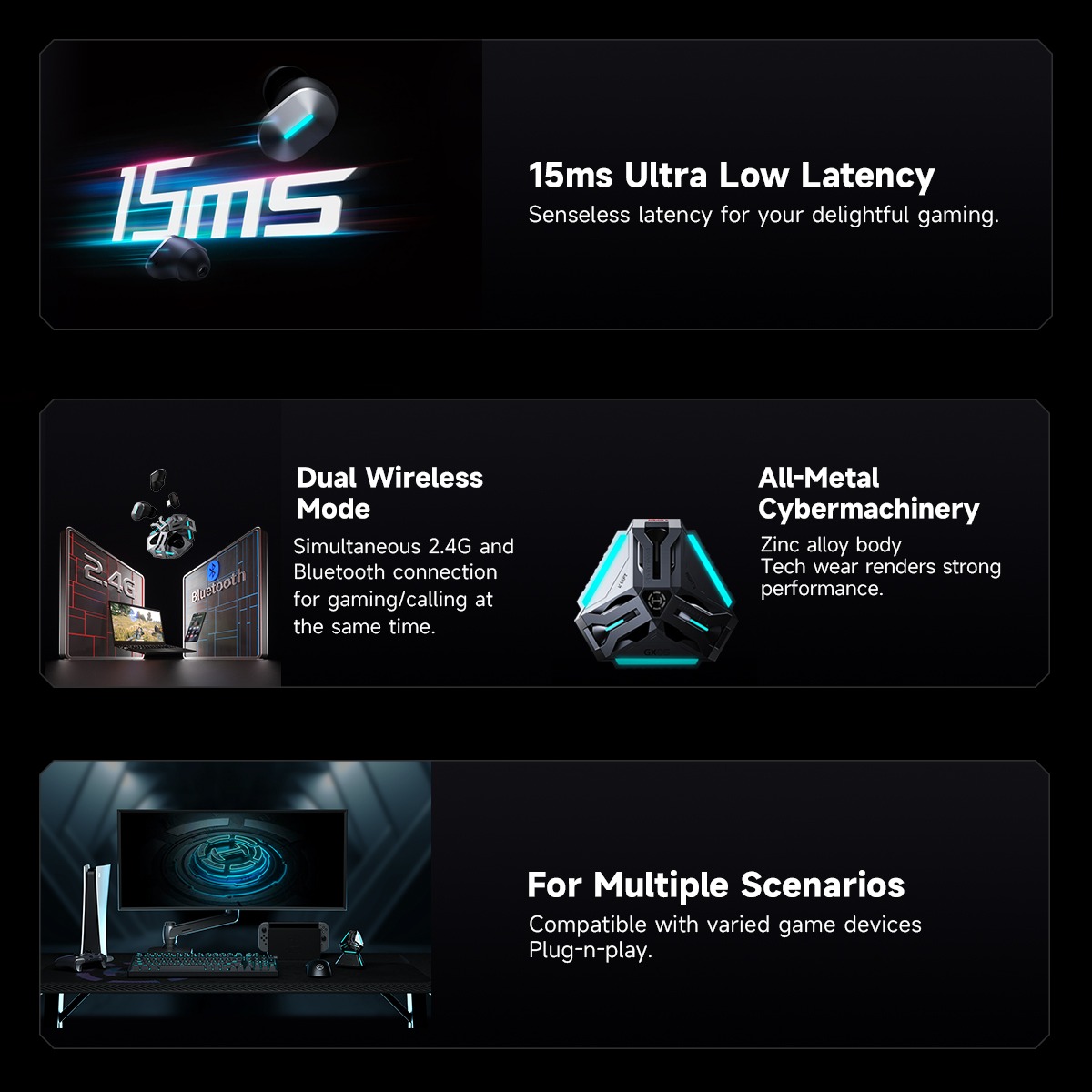 Edifier Hecate GX05 Wireless Earbuds - Hi-Res Audio | 2.4 GHz Dongle | Zinc Alloy Body | RGB ...