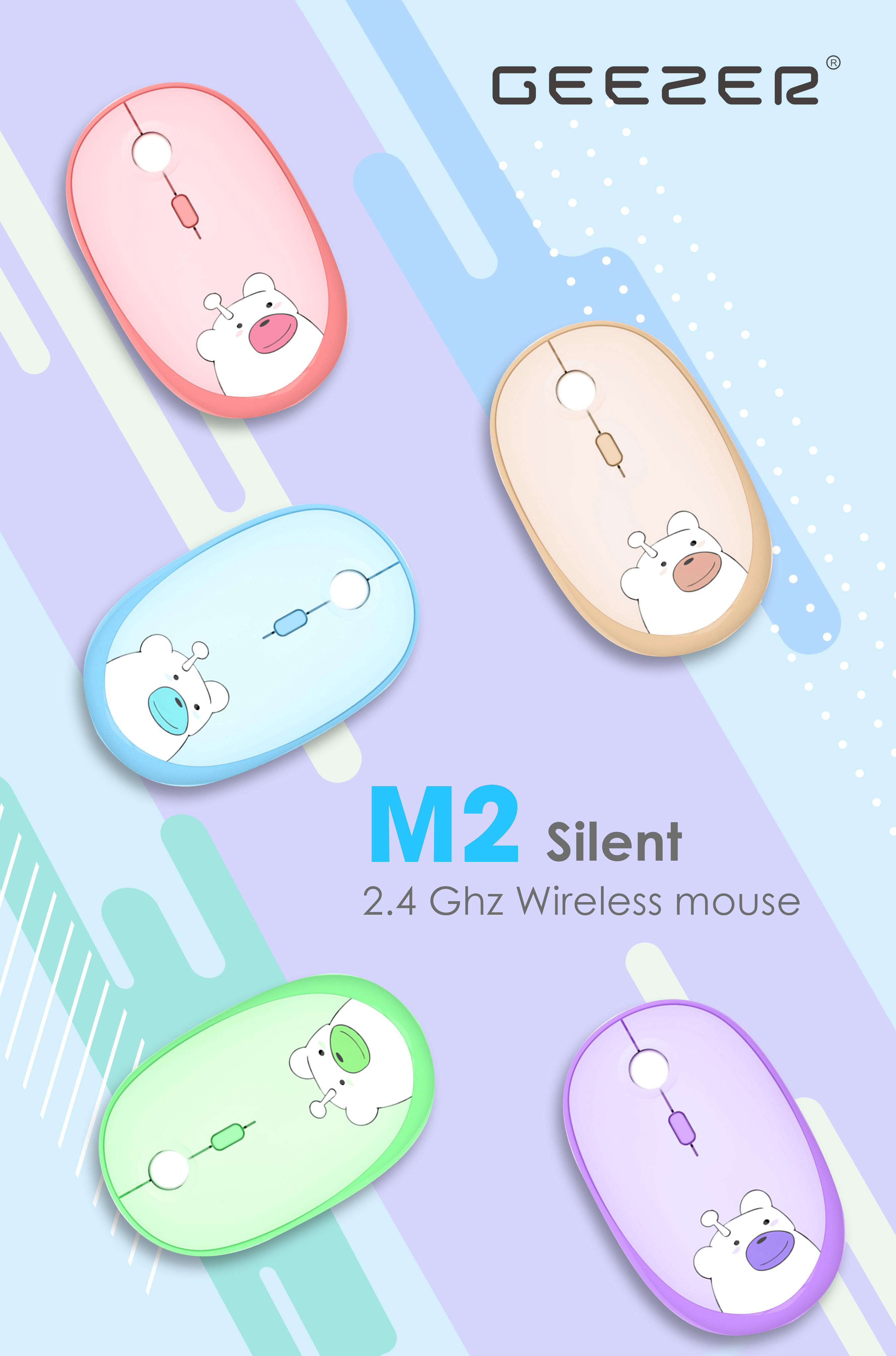 (1 Year Warranty) Geezer M2 1600 DPI 2.4Ghz Wireless Silent Mouse ...