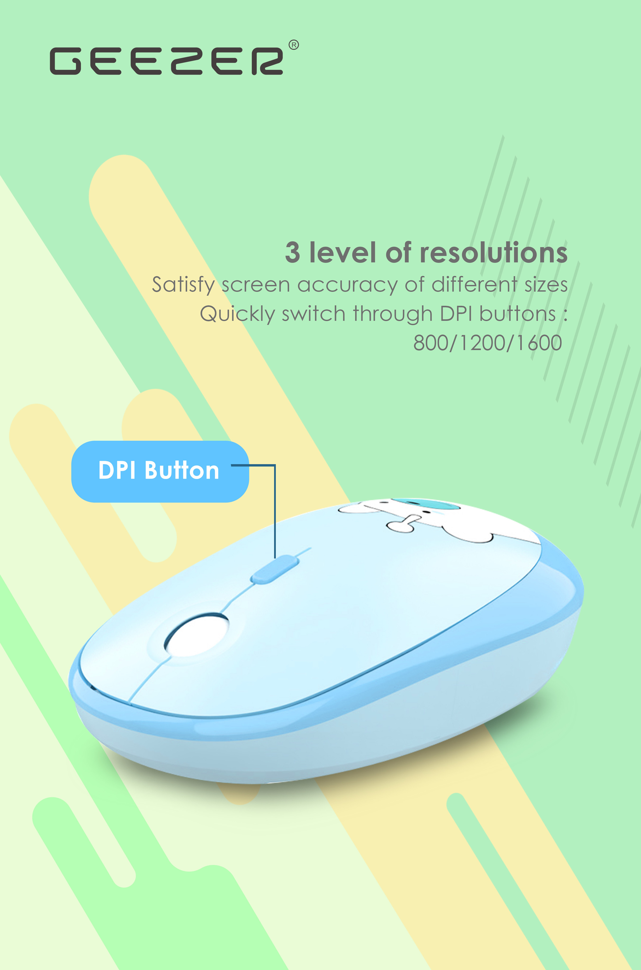 (1 Year Warranty) Geezer M2 1600 DPI 2.4Ghz Wireless Silent Mouse ...