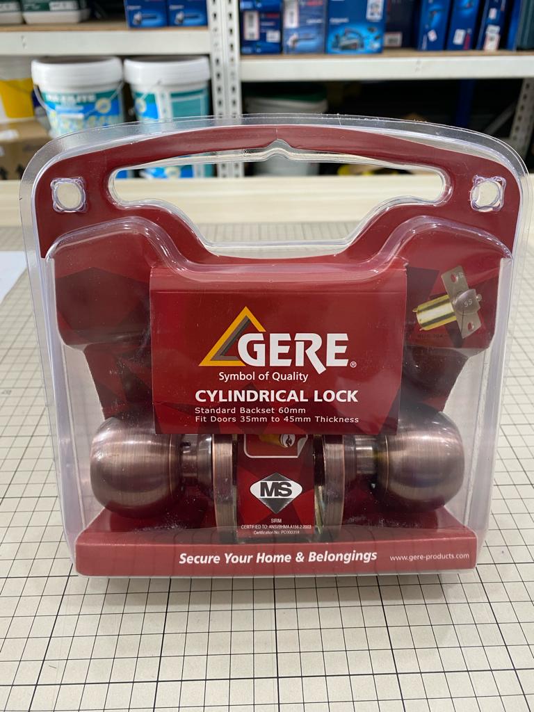 GERE HEAVY DUTY CYLINDRICAL LOCK ENTRANCE AC SIRIM KUNCI PINTU MODEL ...