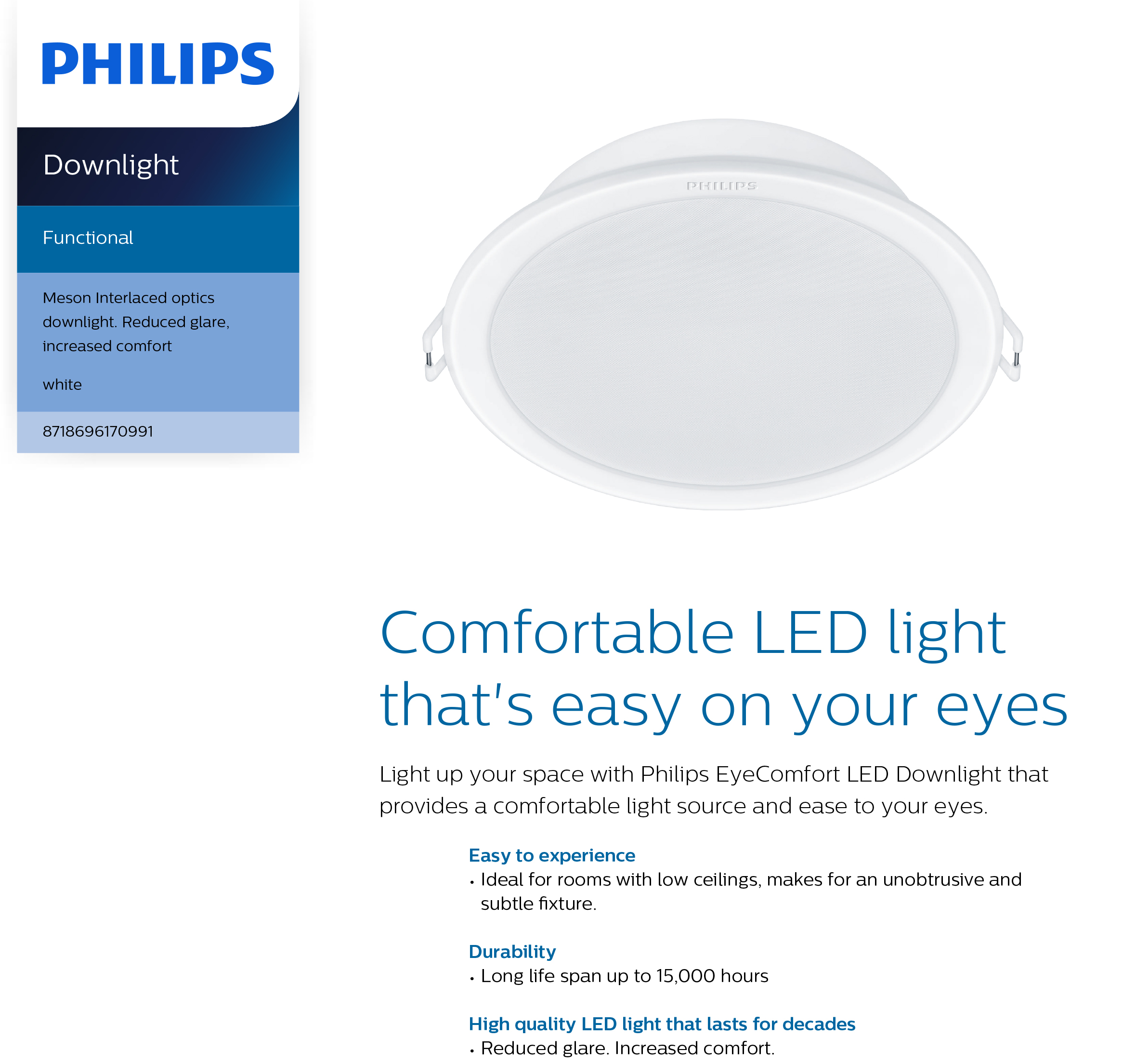 Philips Meson Recessed Downlight 4" 5" 6" 9W 13W 17W Lampu Siling 59449 59464 59466 Round ...