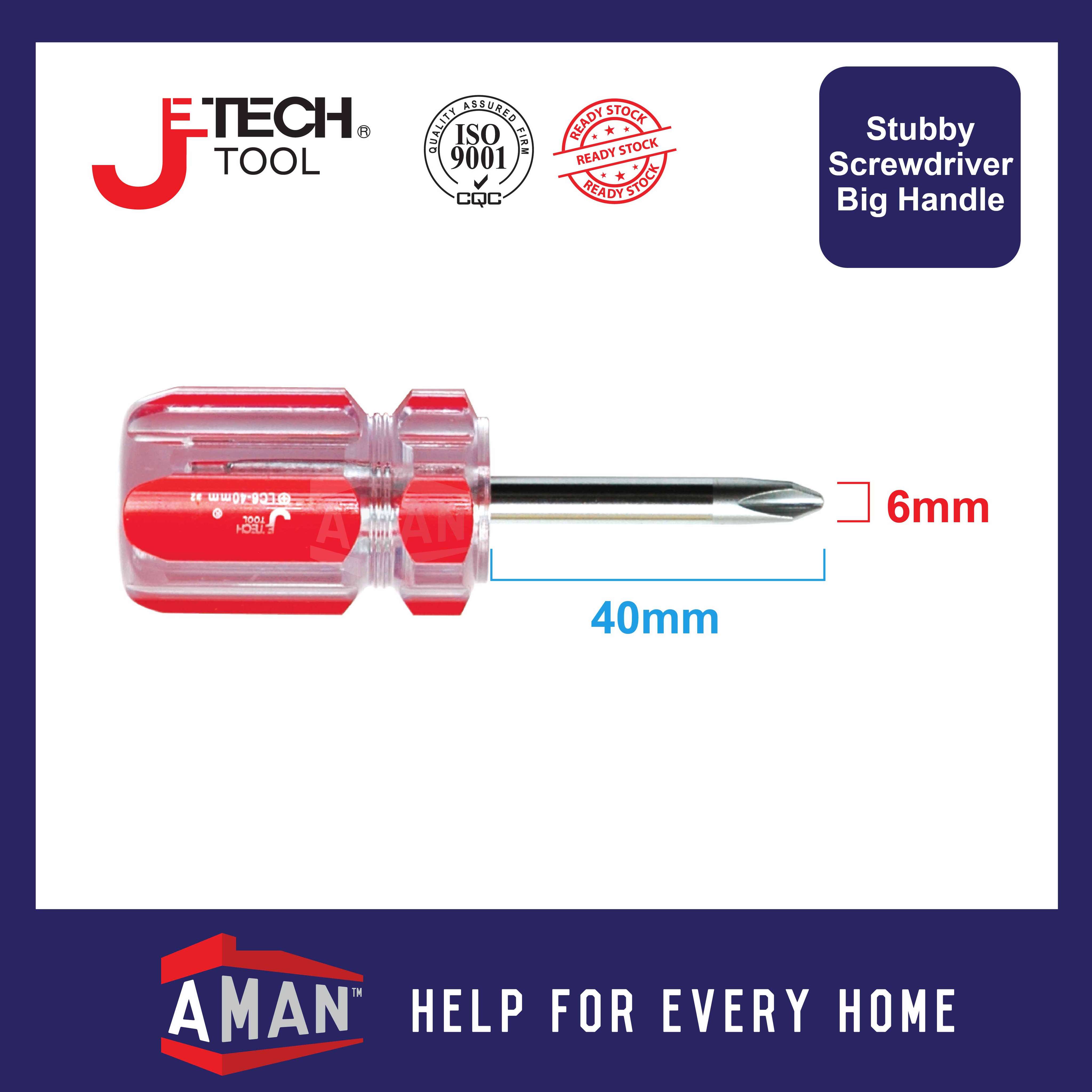 JETECH Magnetic Screwdriver Stubby Philip Flat Line Colour Big Handle ...