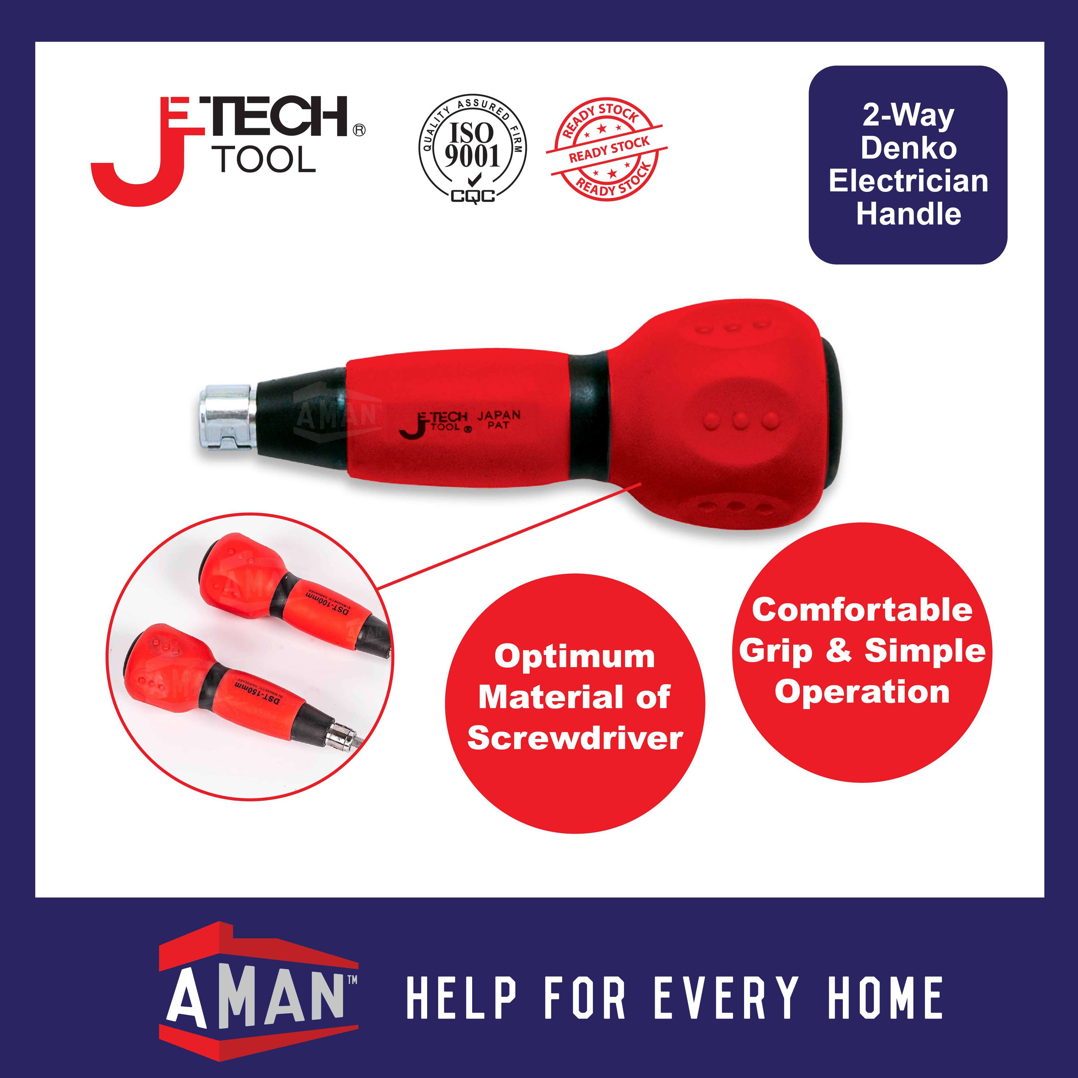 JETECH 2 Way Magnetic Screwdriver Denko Electrician Handle Philip Flat ...