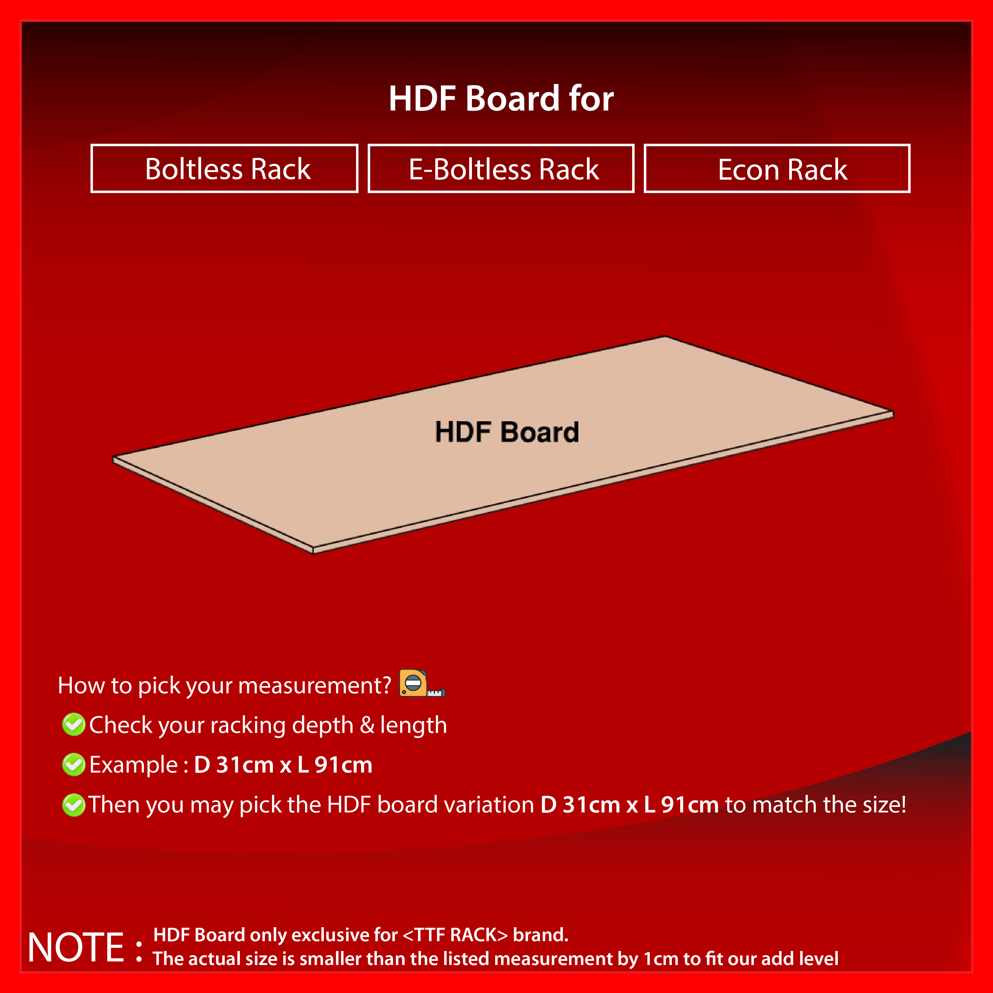 TTF Rack™ HDF Board Boltless Rack , E-Boltless Rack, Econ Rack 8mm ...