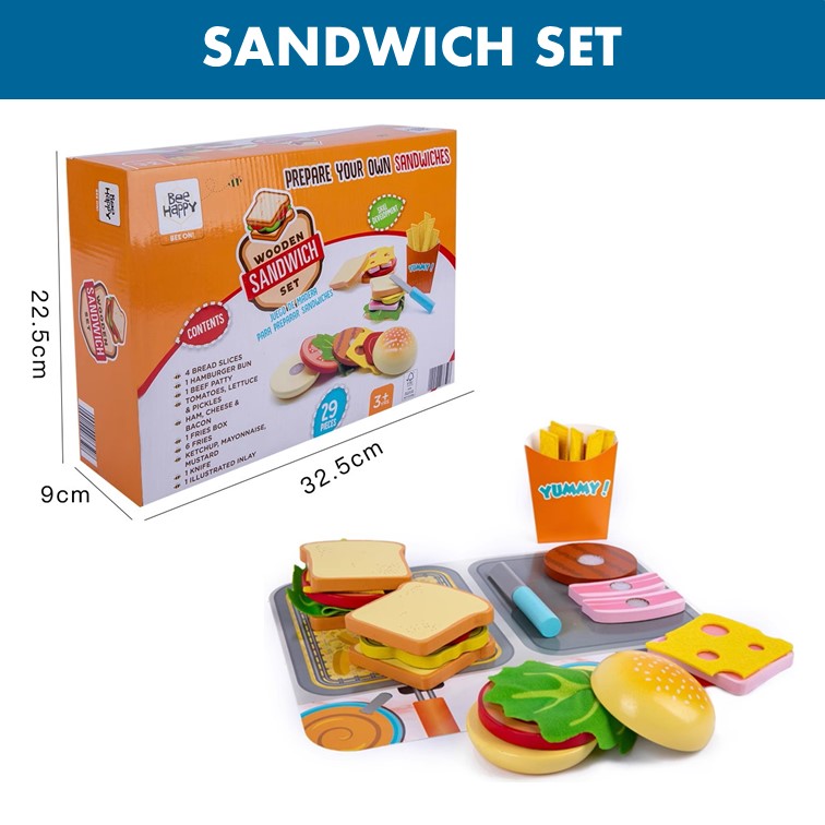 Fast Food Toy Set Pizza Burger Sandwich Food Role Play Toys Pretend ...