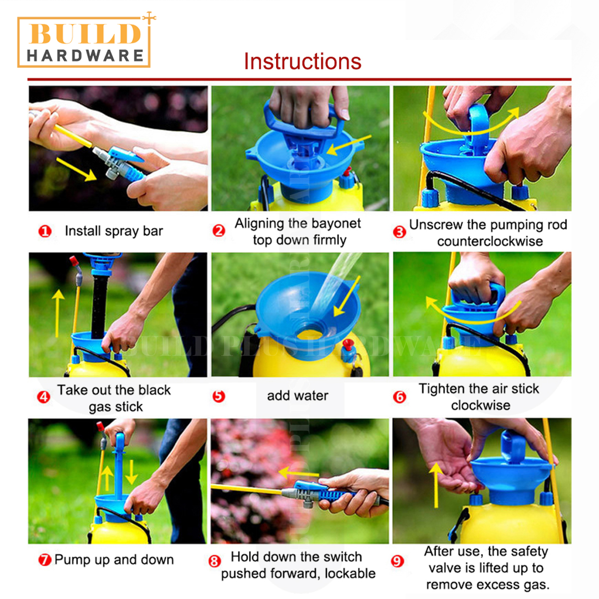 ROCKEY 5L Pressure Garden Sprayer Water Pump Portable Spray Penyembur ...
