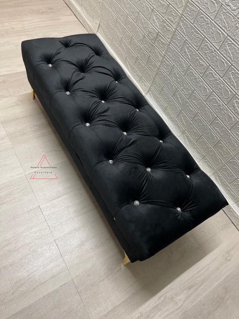 【Ready stock】4Ft Velvet Nordic Gold Leg Bench Chair/Baldu Cushion Bench ...