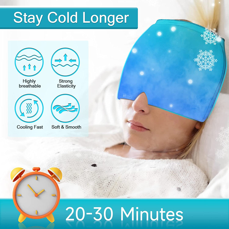【Double layer】Migraine Relief Cap Gel Reusable Headache Migrain Hat ...