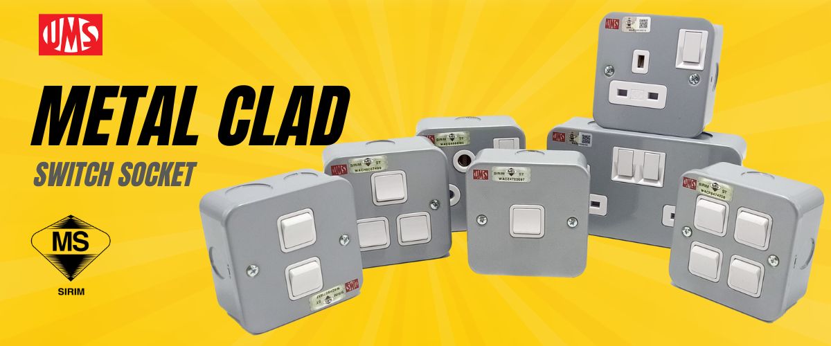 UMS METAL CLAD Switch Socket Series with Base SIRIM Approved Heavy Duty ...