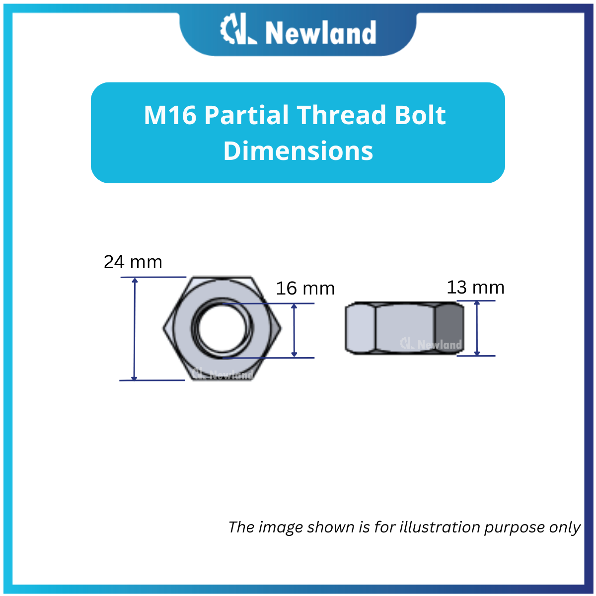 Newland M16 Fine Thread Bolt and Nuts / Plain Washer / Spring Washer ...