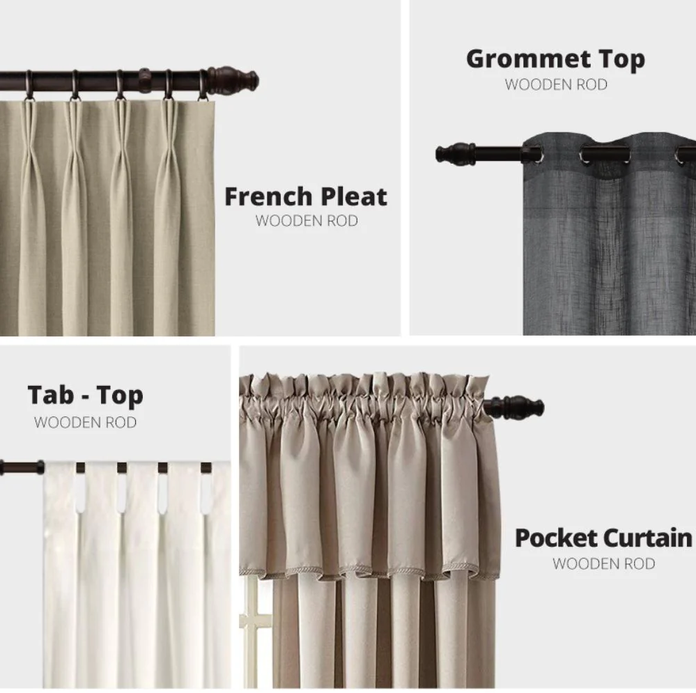 SUPERSAVE (No Ring) Wooden Curtain Rod 28MM Heavy Duty Wooden Rod Solid ...