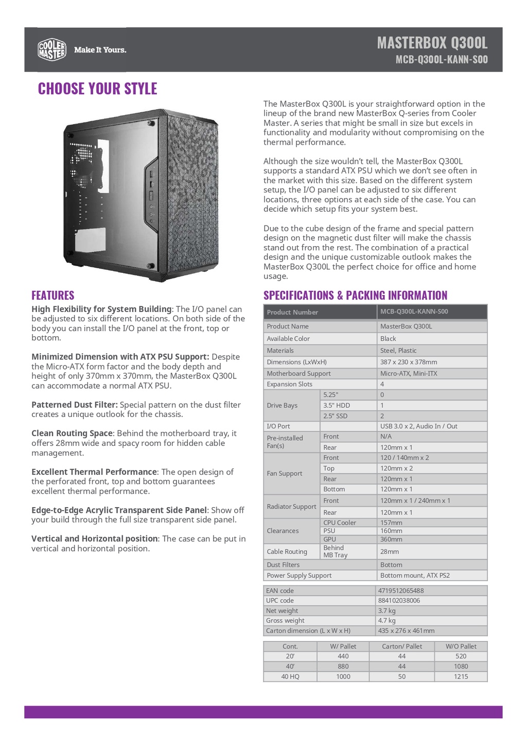 Cooler Master Masterbox Q300L / Q300L V2 M-ATX PC CASING | Shopee Malaysia