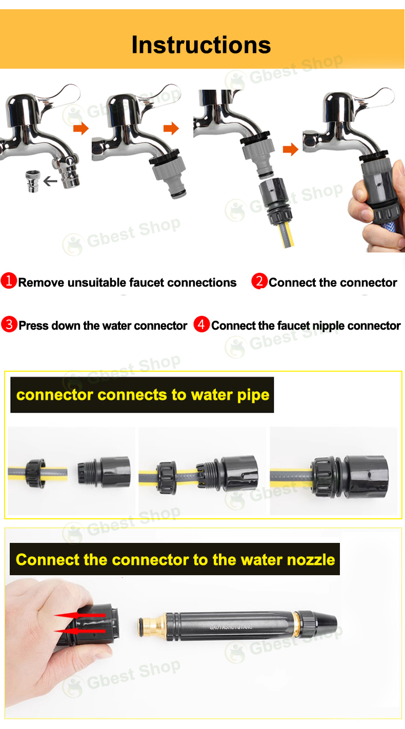 High hardness Spray Black Nozzle With Hose/Connector Garden Car ...