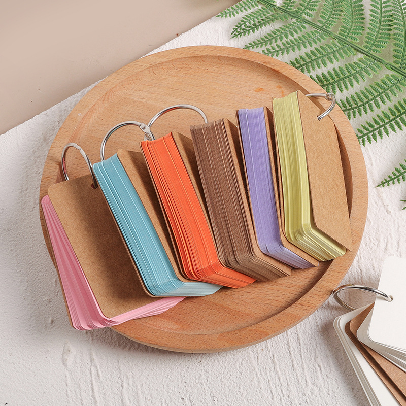 Portable Colourful Plain Hard Cover Memo Flash Cards Metal Ring Blank ...