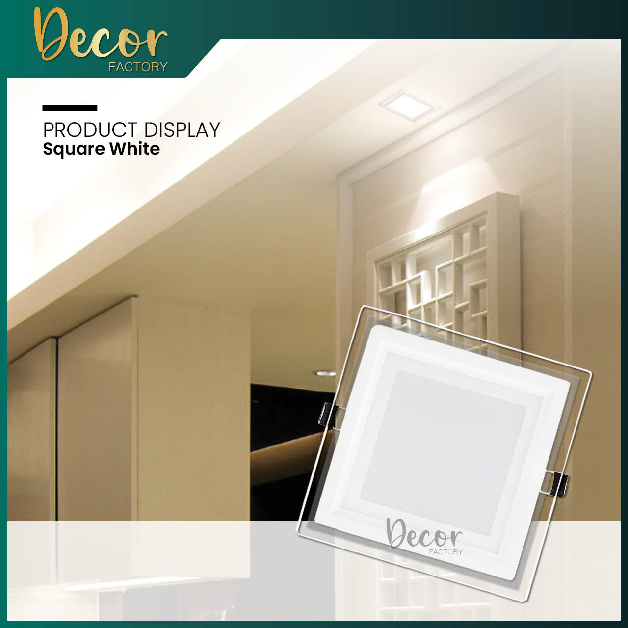 LED Downlight Glass Recess 12W 18W Round Square LED Recessed Light Down ...