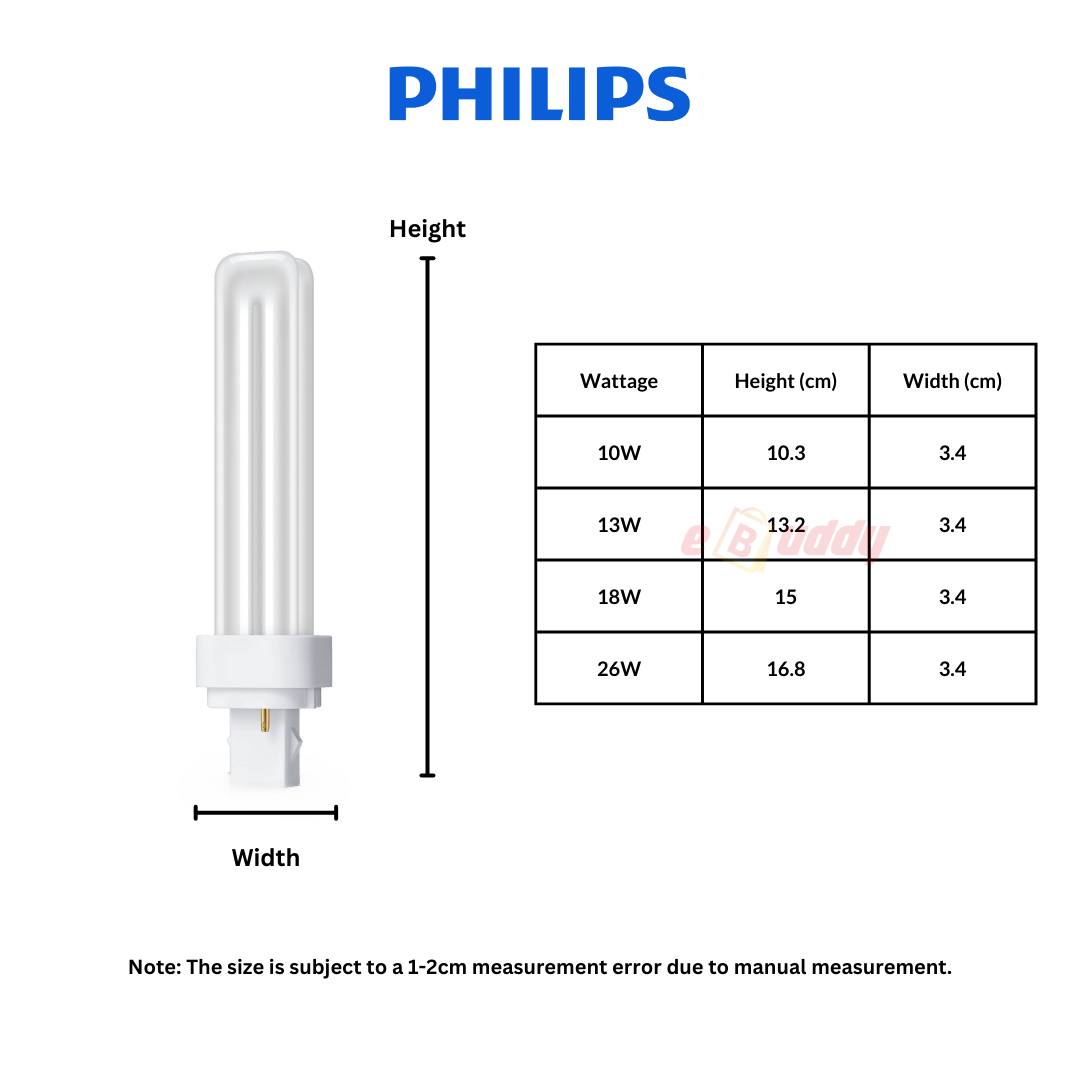 PHILIPS PLC 2 Pin 10W 13W 18W 26W ( 2700K / 3000K / 4000K / 6500K ) ( 10 pcs ) | Shopee Malaysia