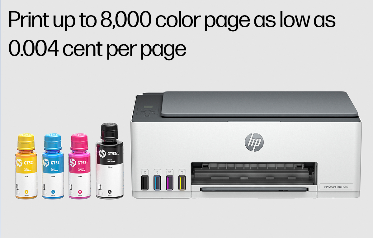 HP Smart Tank 580 All-in-One Color Ink Tank Printer, Wireless Printer ...