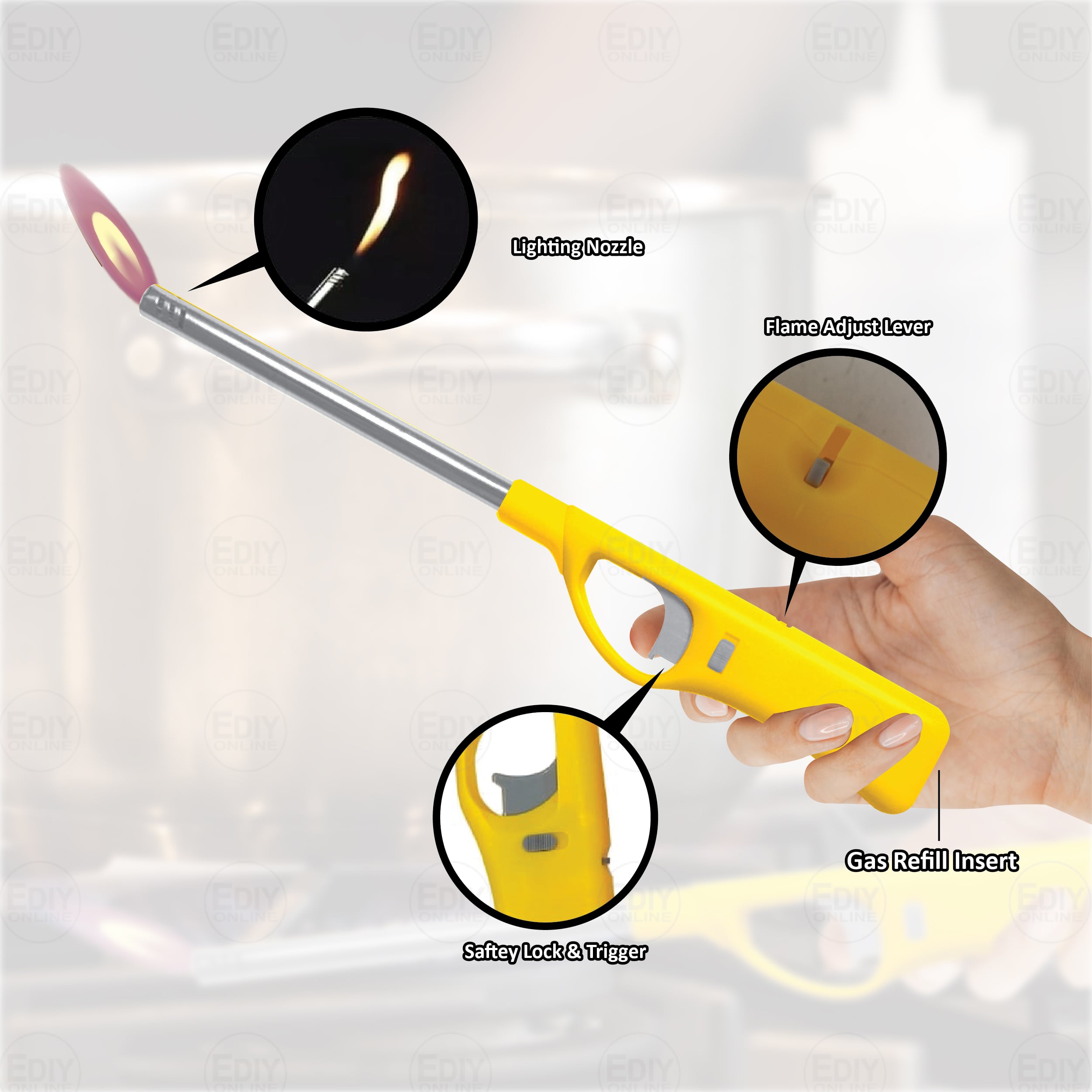 Windproof Jet Flame Refillable Gas Lighter Torch Turbo Fire Big Pemetik ...