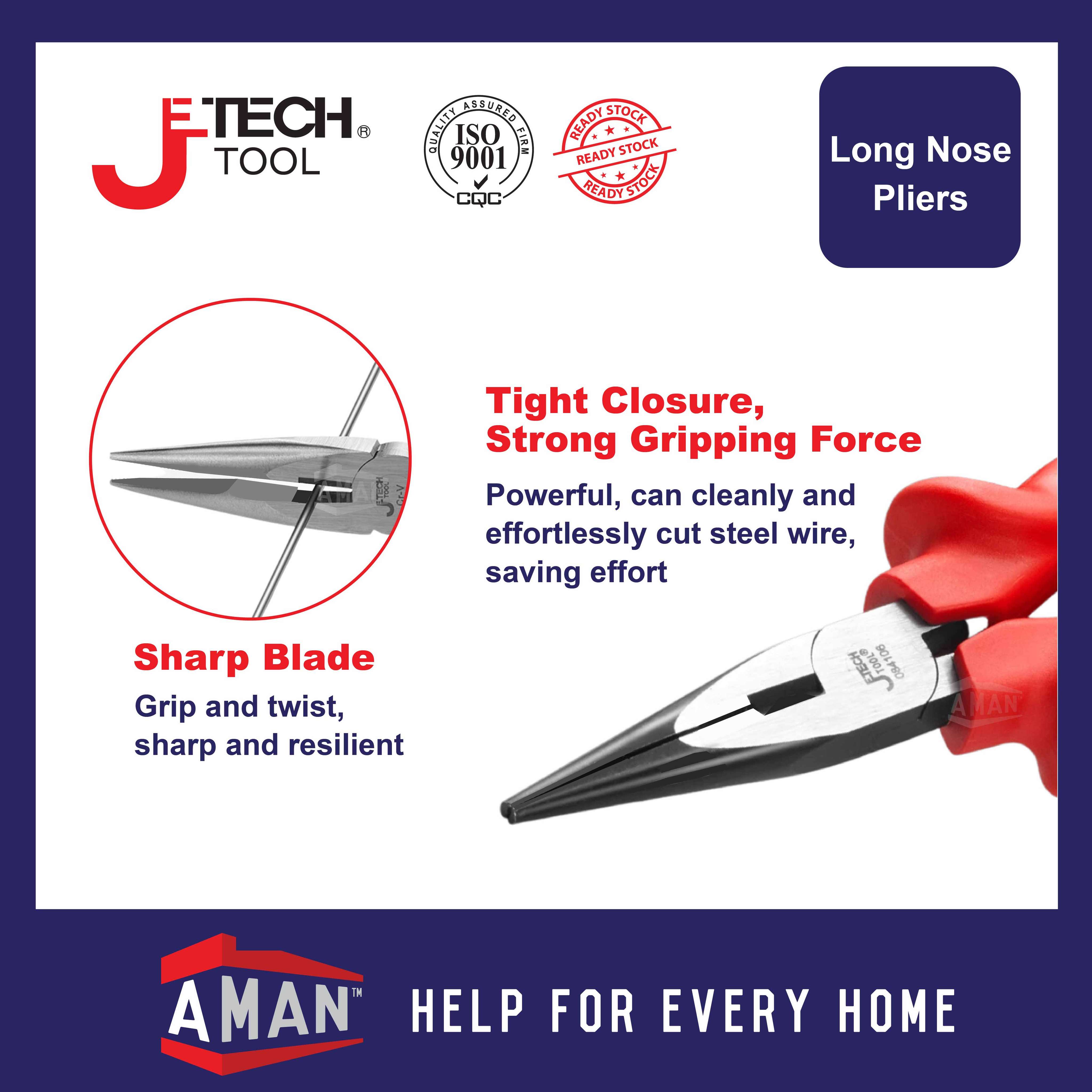 JETECH Long Nose Plier Cutter Heavy Duty Carbon Steel Hand Tools Hand ...