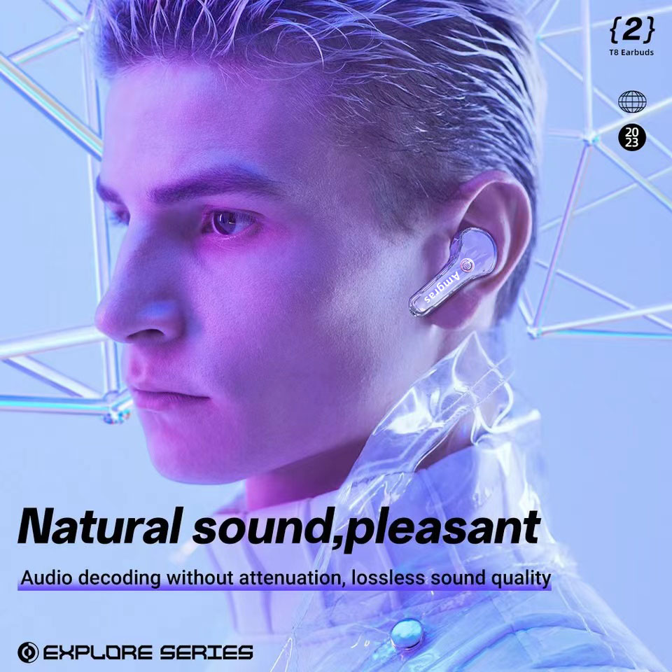 Amgras Future Ⅷ Ultra Transparent Earphone Bluetooth Earbud Gaming LED ...