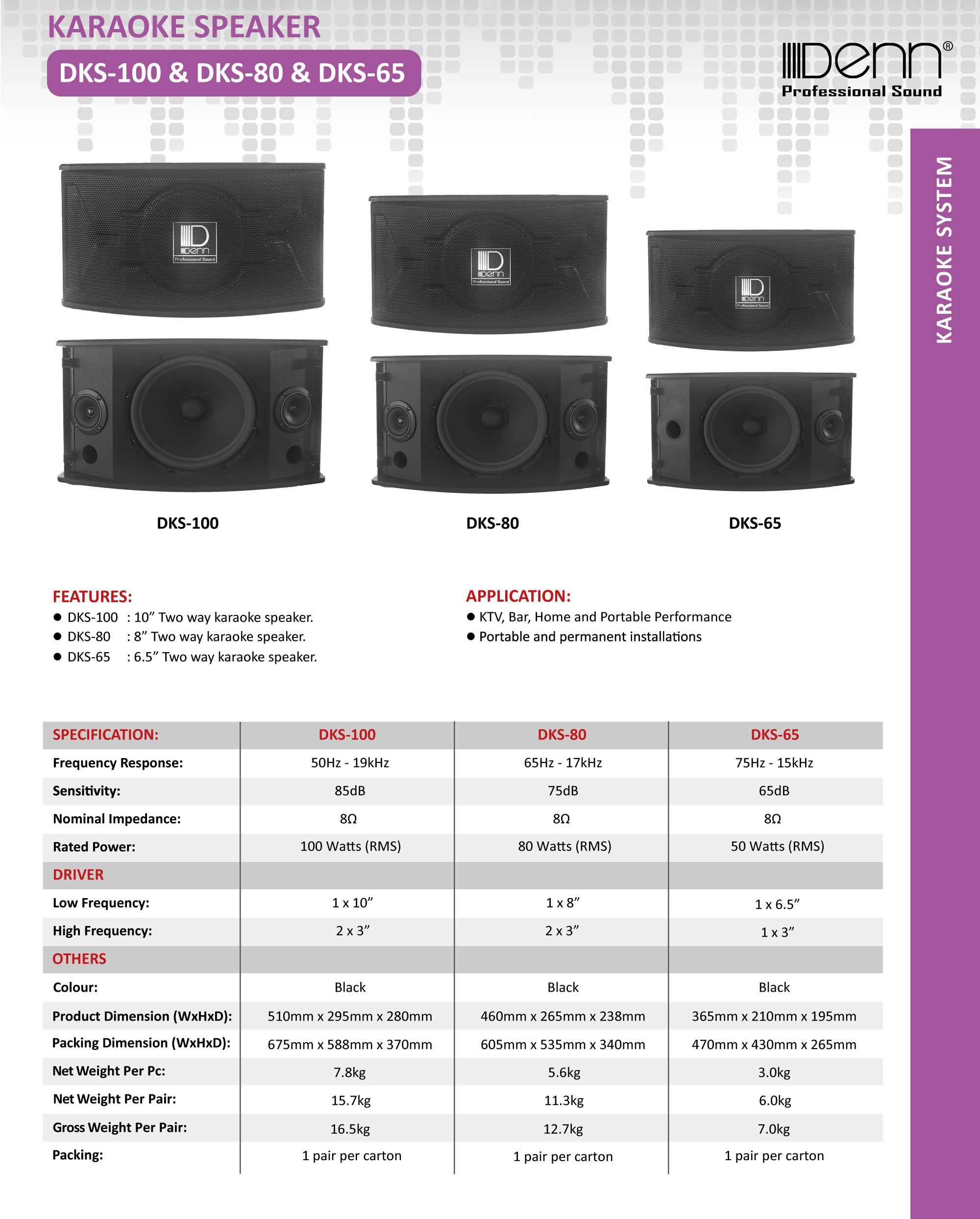 [1 Pair] Denn DKS-100 10” 100 Watt 2-Way Karaoke Speaker | Shopee Malaysia