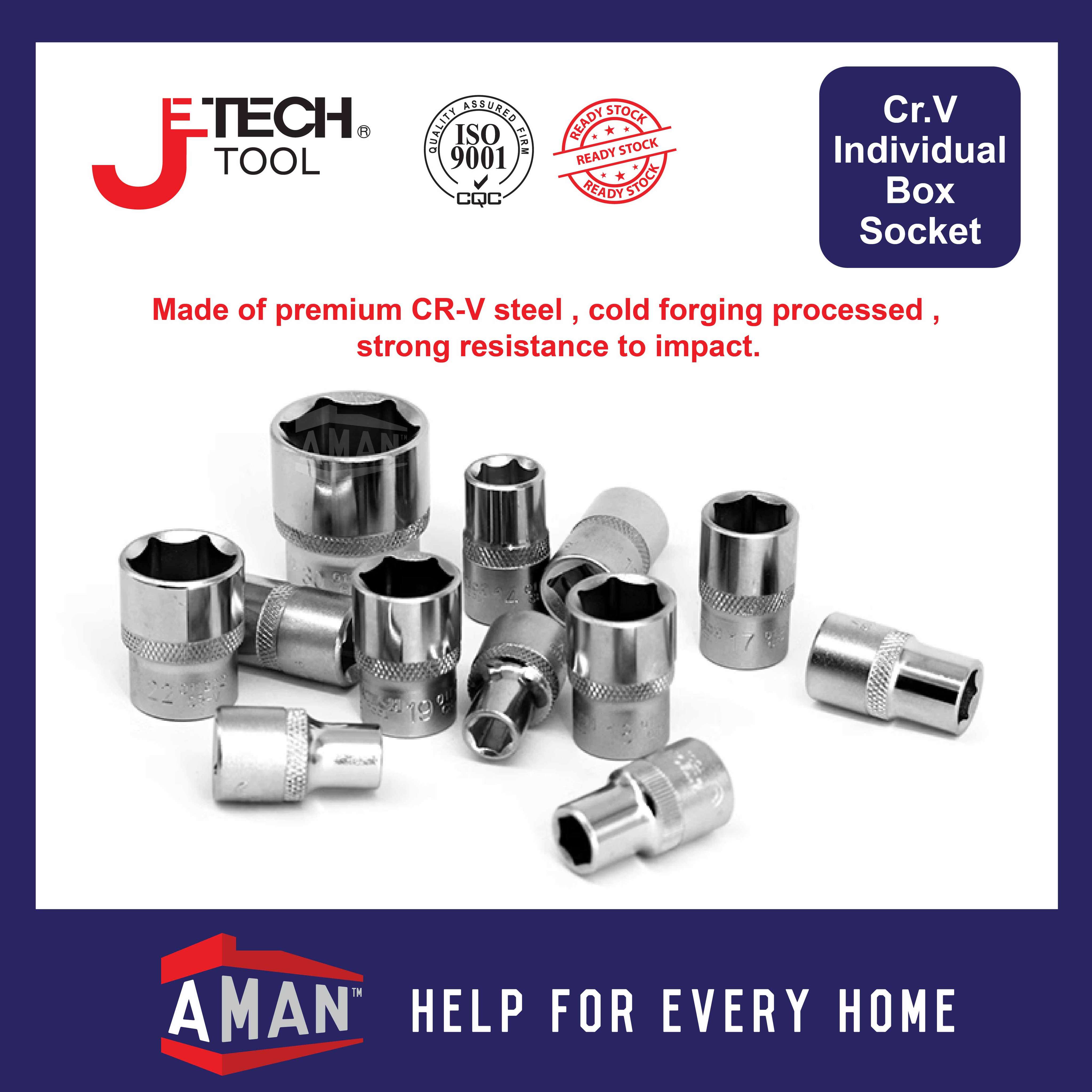 JETECH Box Socket 6 Point 12 Point 1/2" Standard Length CRV Socket Box ...