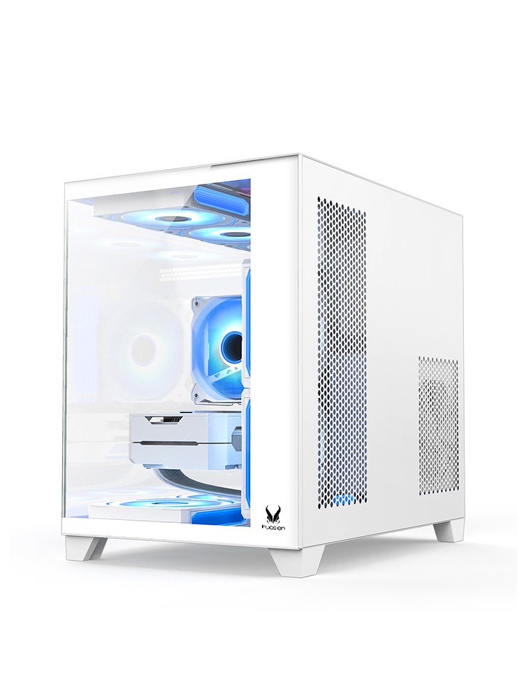 INVASION D-7000 Frameless Gaming Case With 6 ARGB Fans (Black and White ...