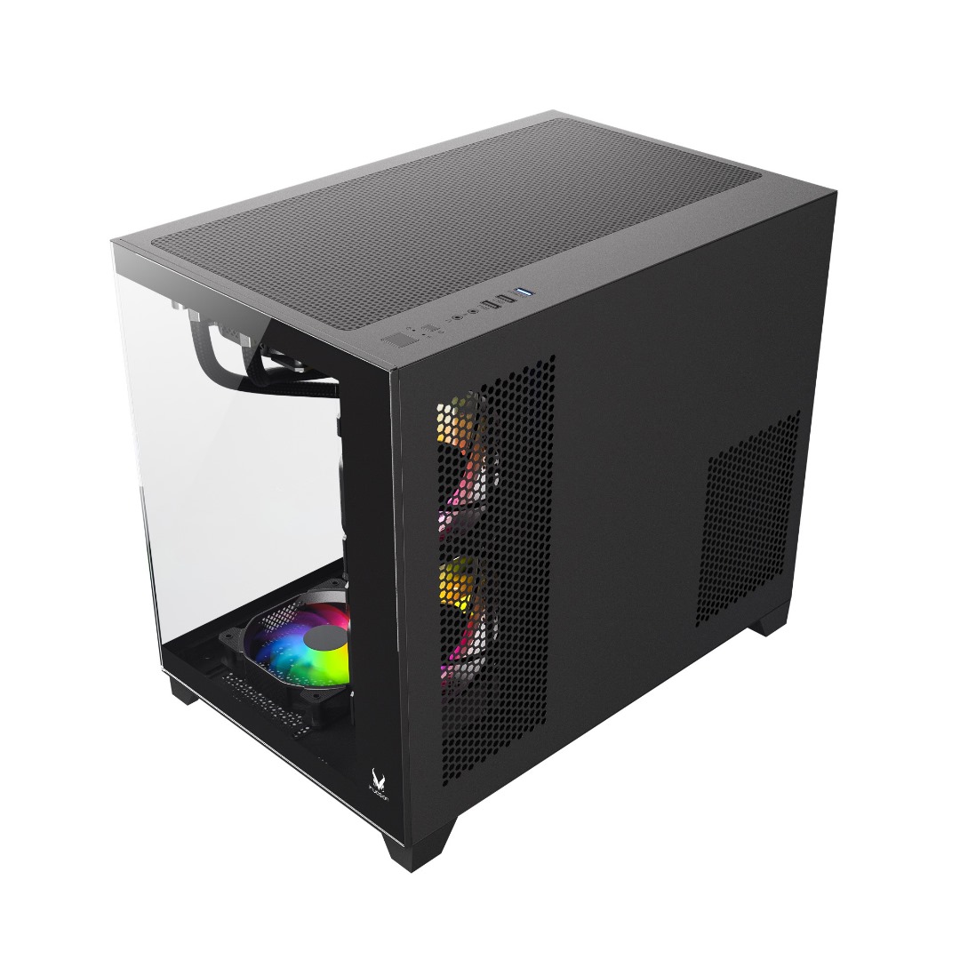 INVASION D-7000 Frameless Gaming Case With 6 ARGB Fans (Black and White ...