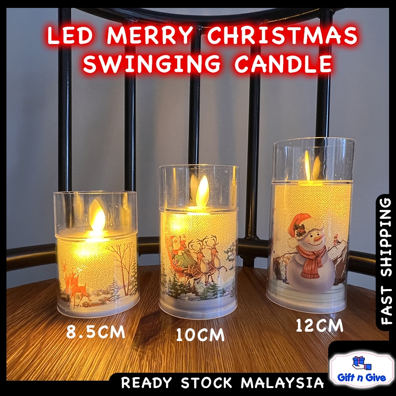 LED Xmas Merry Christmas Swinging Candle Smokeless Flameless Swing ...