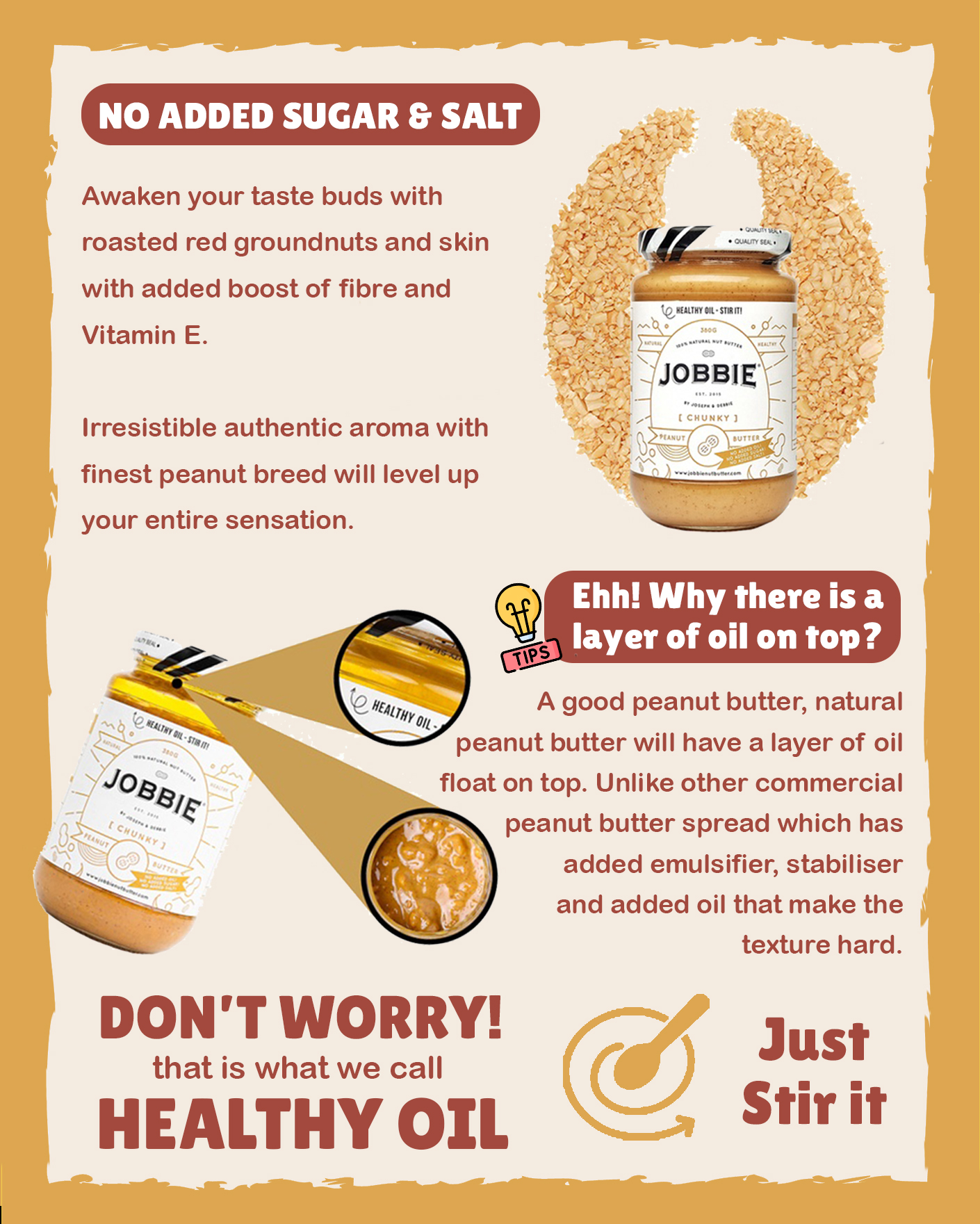 JOBBIE Peanut Butter - Chunky Pure (380g) | Shopee Malaysia