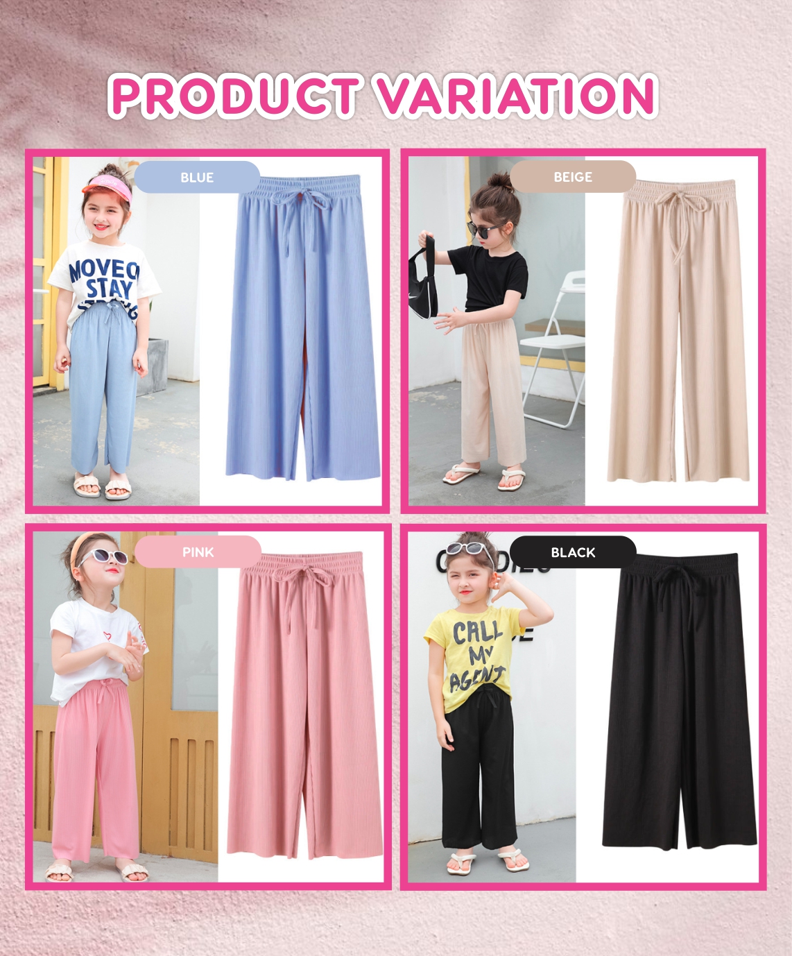 Kids Girl Long Pants Mono Color Seluar Panjang Budak Perempuan ...