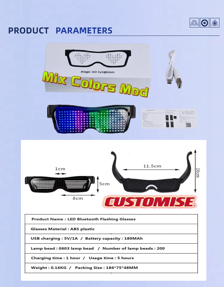 [KEDAH] LED Glasses Bluetooth Customize Light Up Glasses Cermin Mata ...