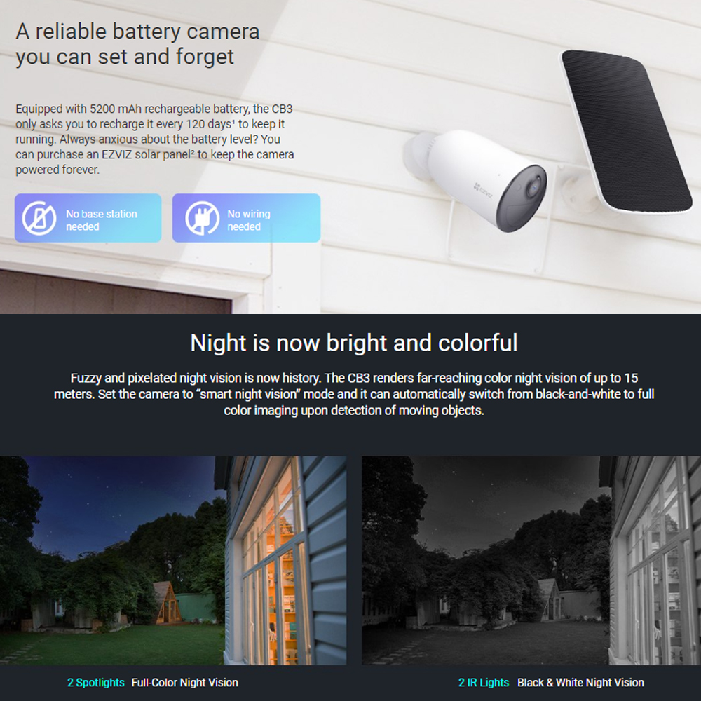 Ezviz CB3 1080P Standalone Battery Powered Smart Human Motion Detection ...